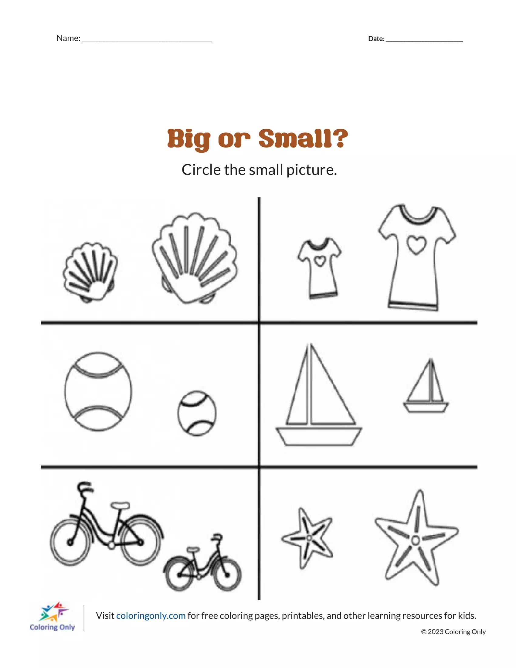 Big Or Small Coloring Pages
