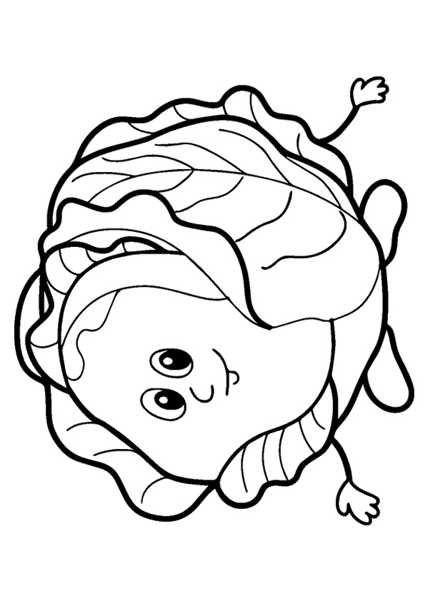 Cartoon Cabbage para colorear, imprimir e dibujar –ColoringOnly.Com
