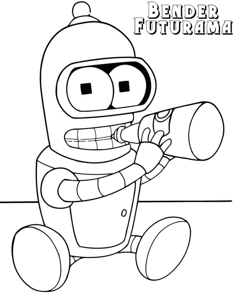 Bebé Bender De Futurama para colorear, imprimir e dibujar –ColoringOnly.Com