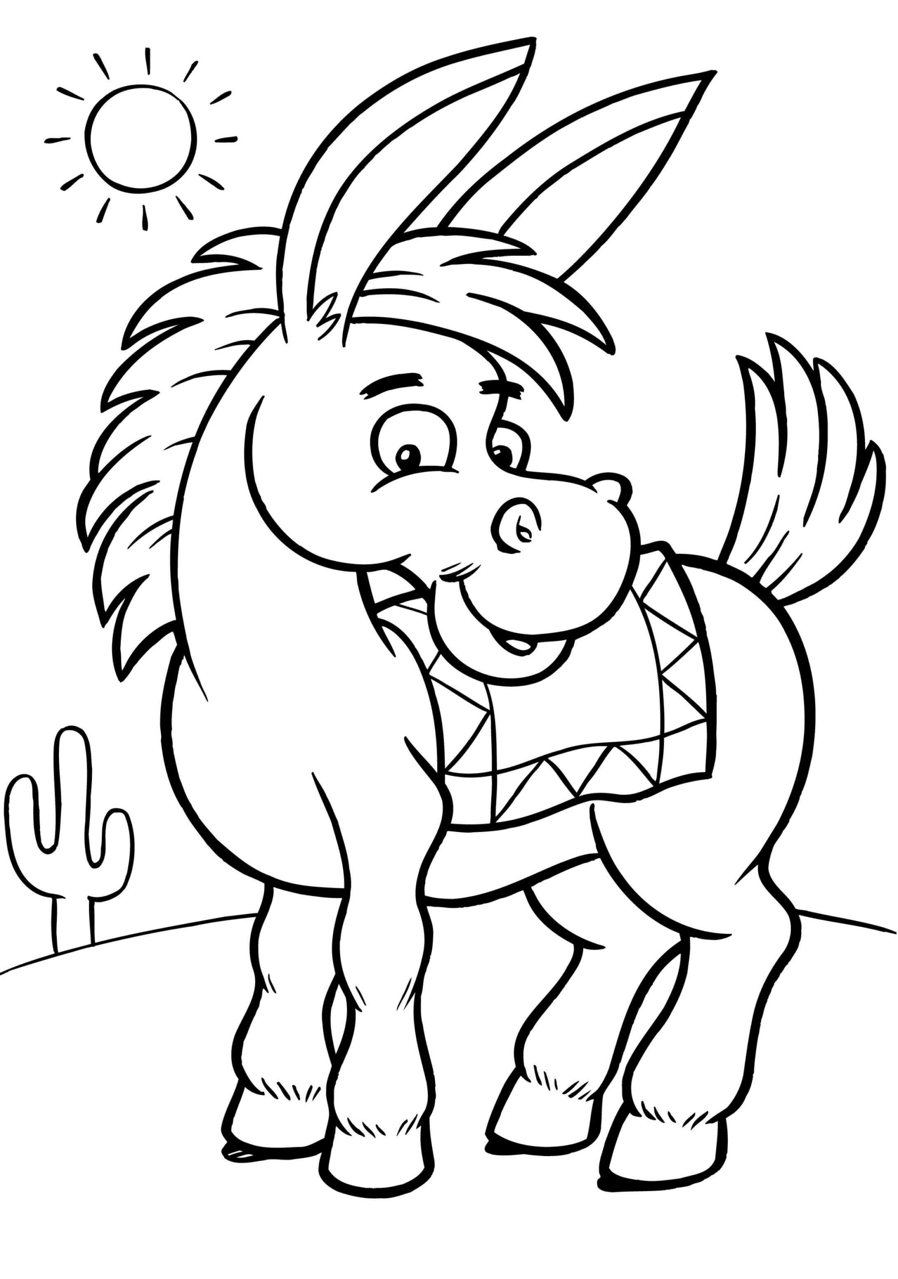 Burro De Dibujos Animados Sonriente Para Colorear Imprimir E Dibujar