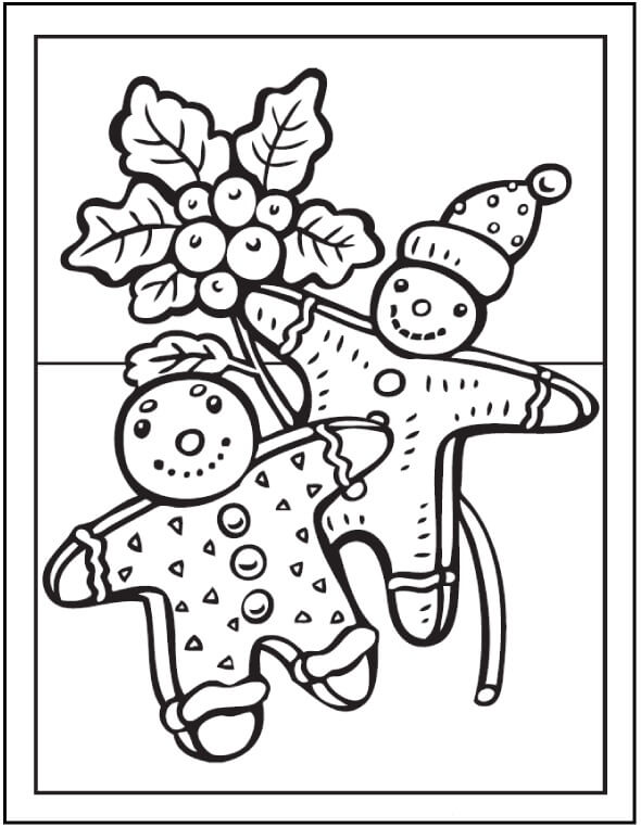 Dos Hombre de Pan de Jengibre y Árbol para colorear, imprimir e dibujar ...