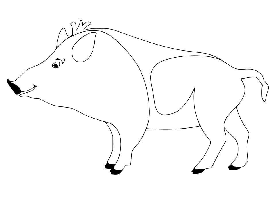 Jabalí Sonriendo para colorear, imprimir e dibujar –ColoringOnly.Com