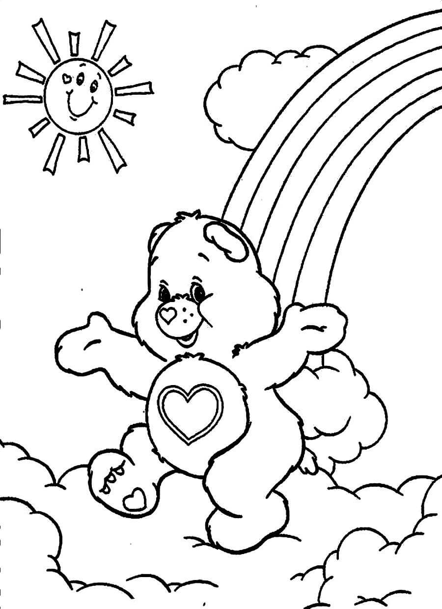 Oso Cariñoso y Arco Iris para colorear, imprimir e dibujar ...