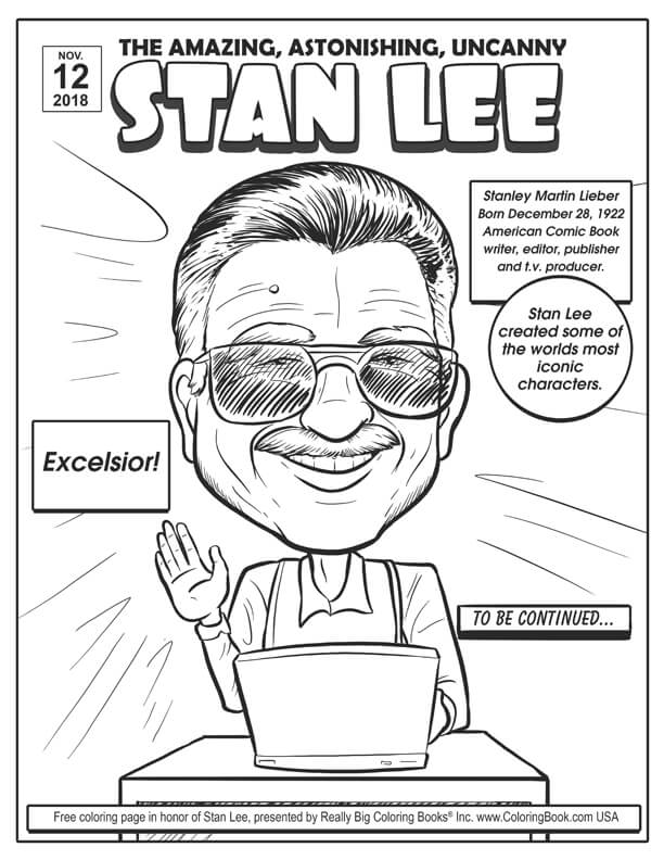 Chibi Stan Lee para colorear, imprimir e dibujar –ColoringOnly.Com