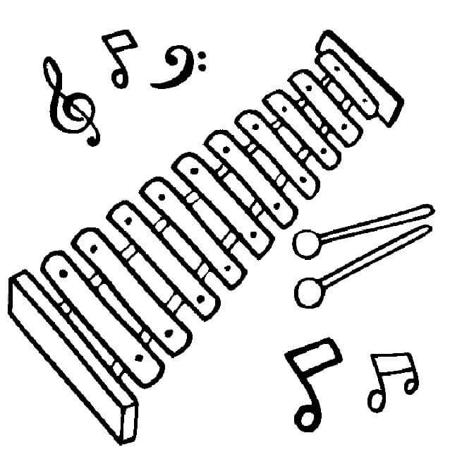 Xilófono de Música para colorear, imprimir e dibujar –ColoringOnly.Com