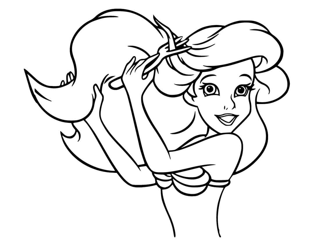 Ariel se Cortó el Pelo para colorear, imprimir e dibujar –ColoringOnly.Com