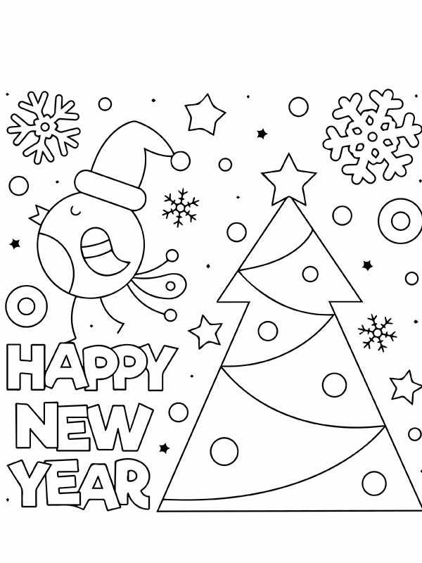 Dibujos de Feliz Año Nuevo para colorear e imprimir– ColoringOnly.Com