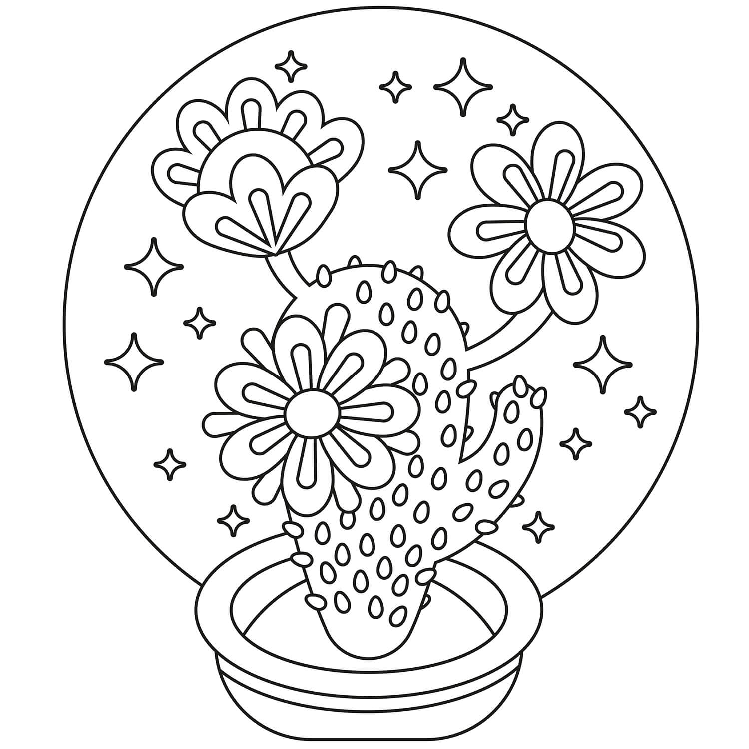 Hermoso Cactus para colorear, imprimir e dibujar –ColoringOnly.Com