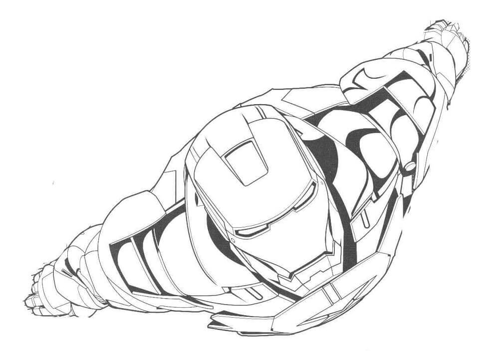 Ironman Volando para colorear, imprimir e dibujar –ColoringOnly.Com