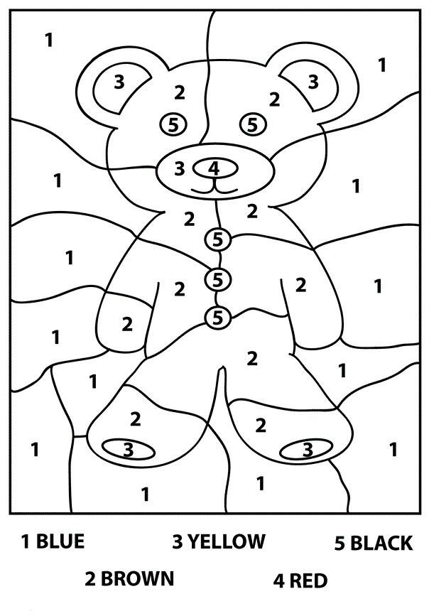 Oso De Peluche Por Números para colorear, imprimir e dibujar ...