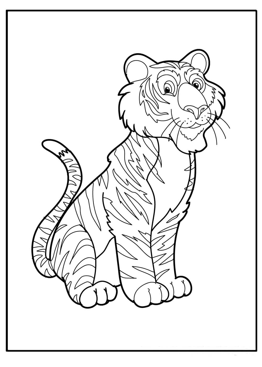 Sonrisa tigre Sentado para colorear, imprimir e dibujar –ColoringOnly.Com Sonrisa tigre Sentado para colorear, imprimir e dibujar –ColoringOnly.Com