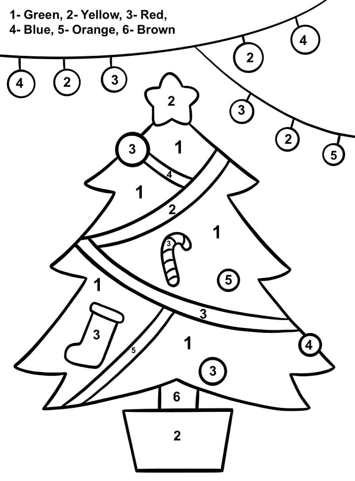 Christmas Tree And Toy Color By Number F rbung Seite Kostenlose Christmas Tree And Toy Color By Number F rbung Seite Kostenlose