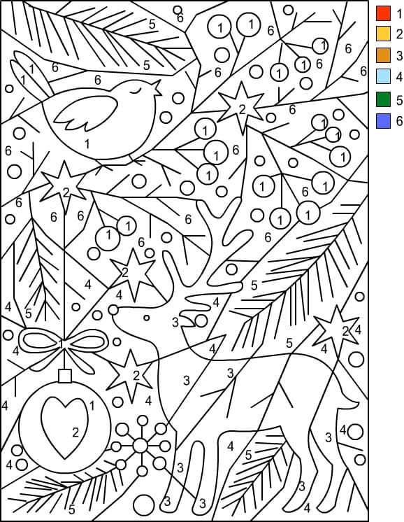Cute Christmas Color By Number Coloring Page Free Printable Coloring 