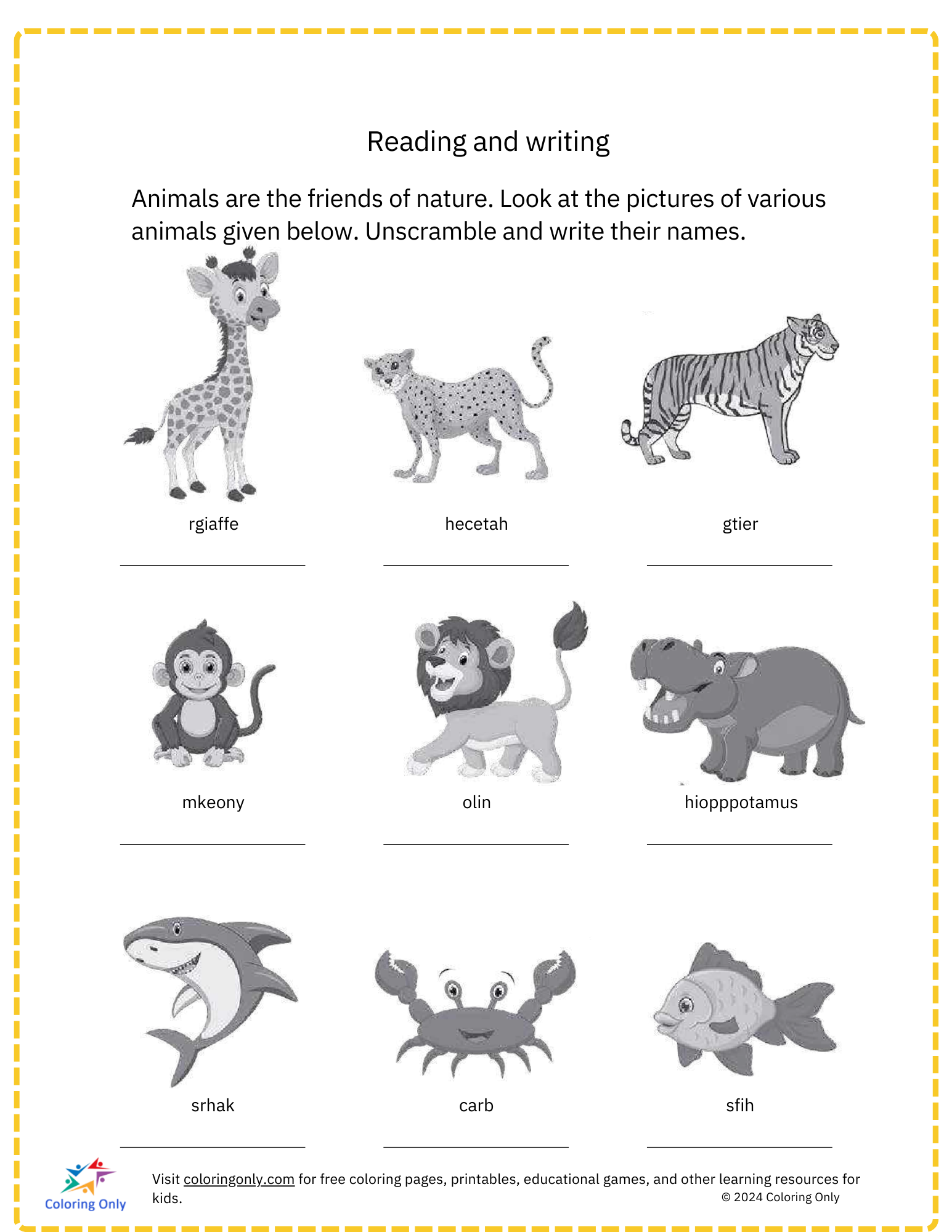 Reading And Writing Free Printable Worksheet Reading And Writing Free Printable Worksheet