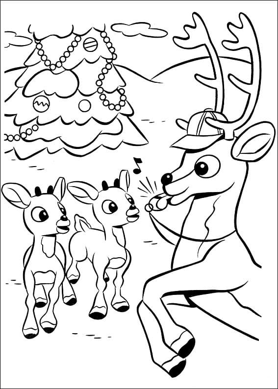 Cute Rudolph The Red Nosed Reindeer Coloring Pages