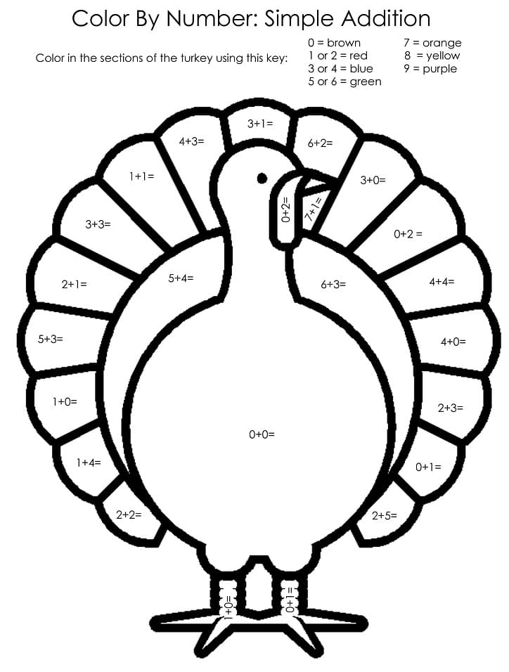 Simple Addition Color By Number Coloring Page Free Printable Coloring