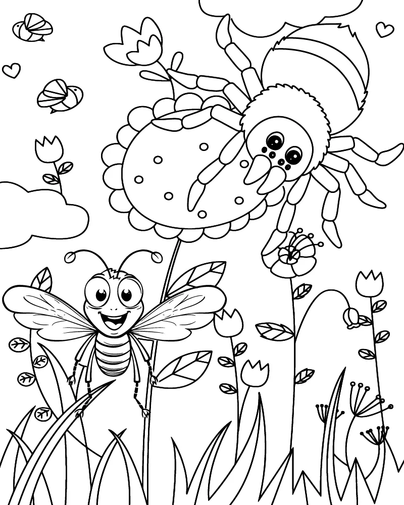 Lucas the Spider and Friends Coloring Page