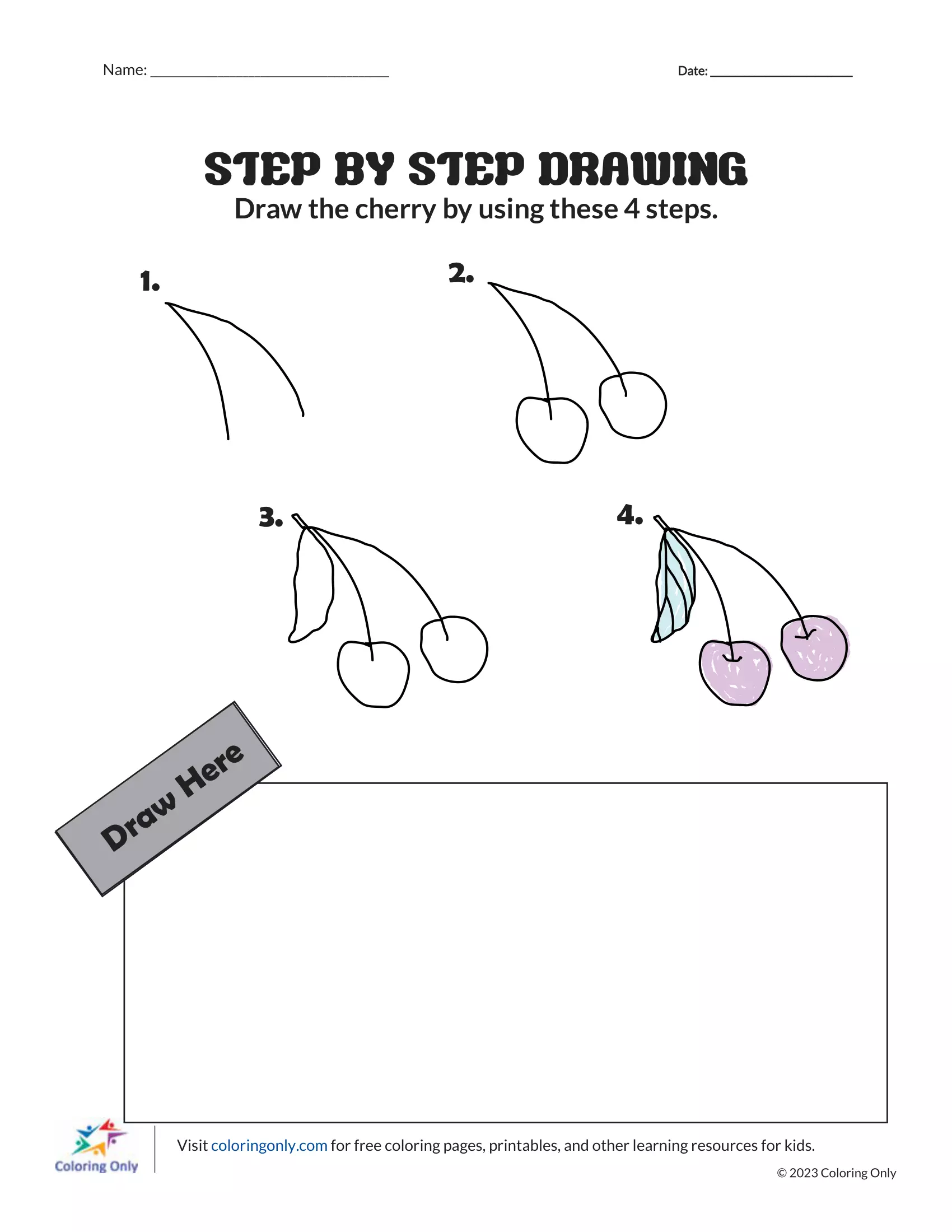 Step-by-Step Cherry Drawing Step-by-Step Cherry Drawing