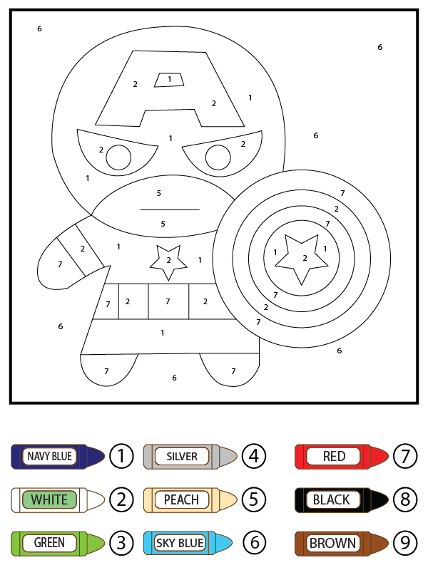 Avengers Color By Number Coloring Page