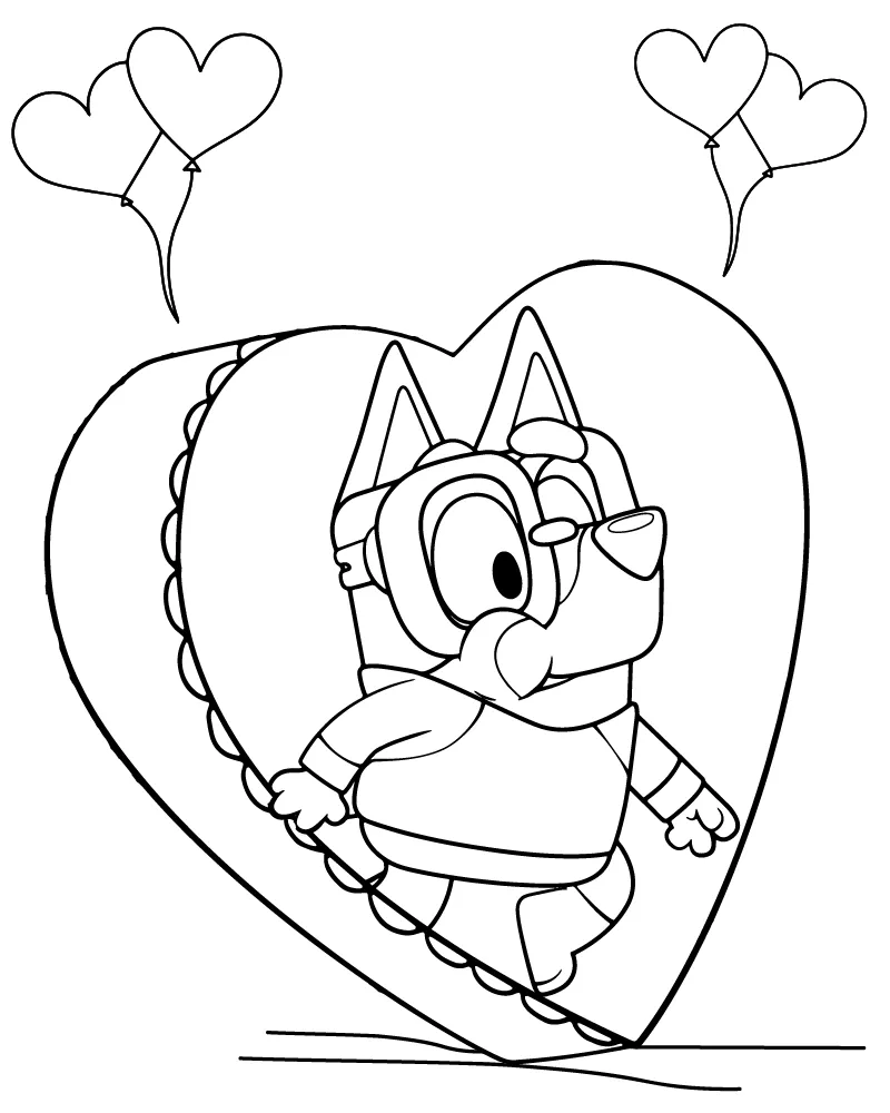 Bluey Valentines Coloring Page Coloring Page