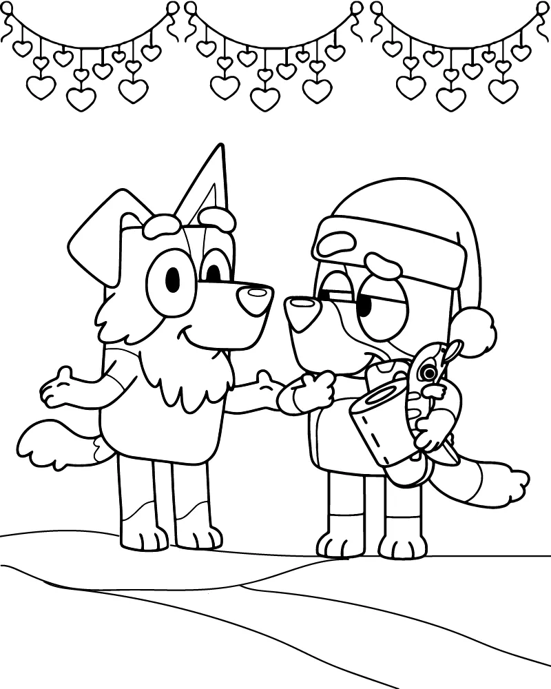 Bluey Valentines Coloring Page Coloring Page