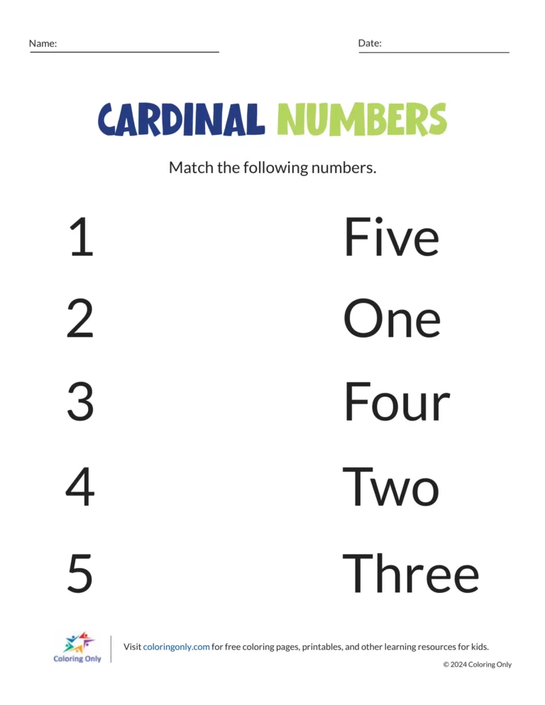 CARDINAL NUMBERS Printable Worksheet