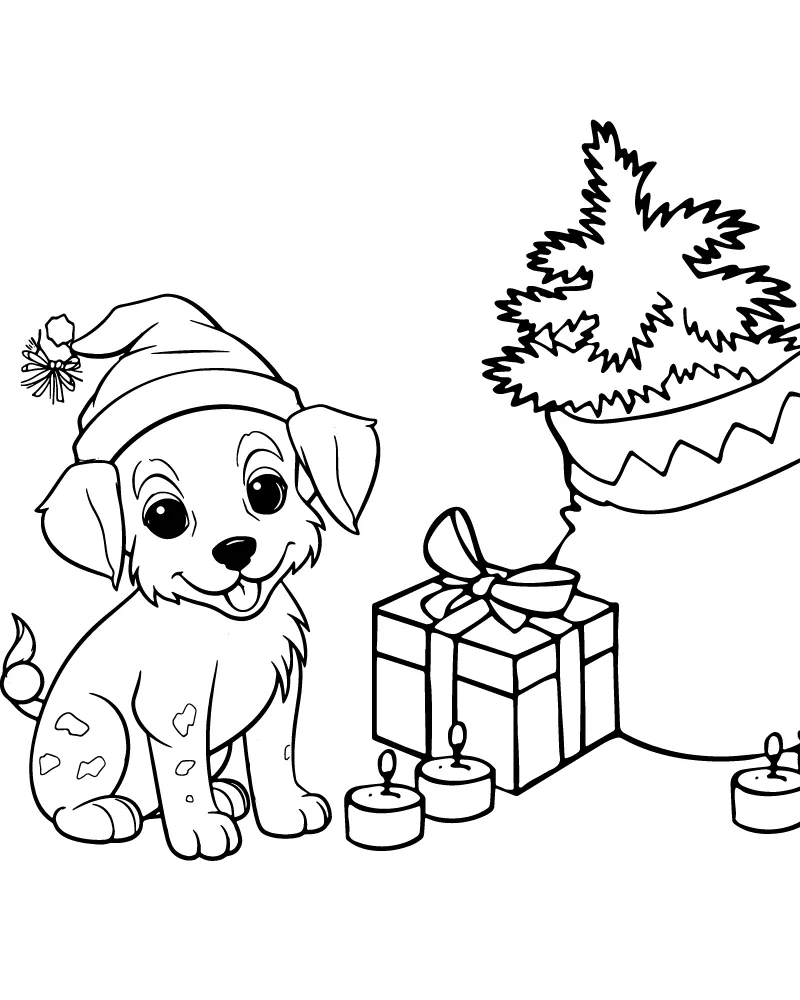 Desenhos de cachorro de Natal para colorir Coloring Page
