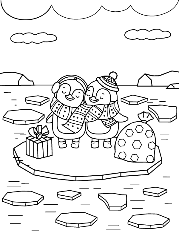 Christmas Two Penguin in field