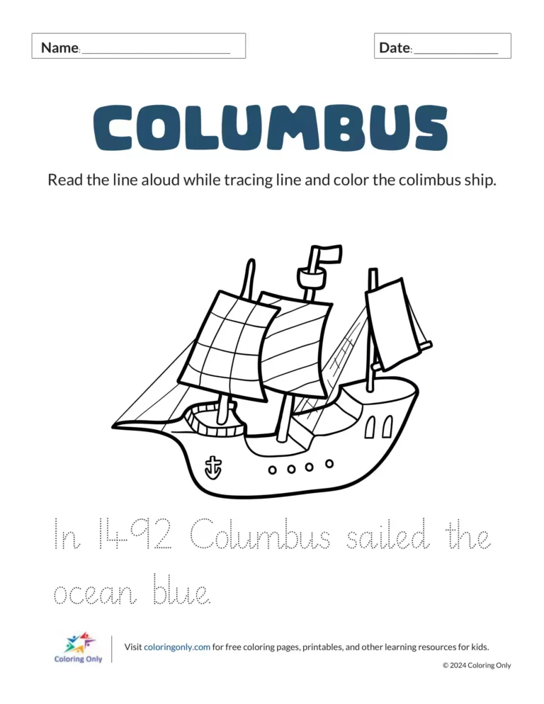 COLUMBUS Free Printable Worksheet
