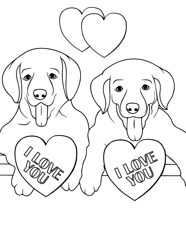 Animal Valentine's Coloring Page
