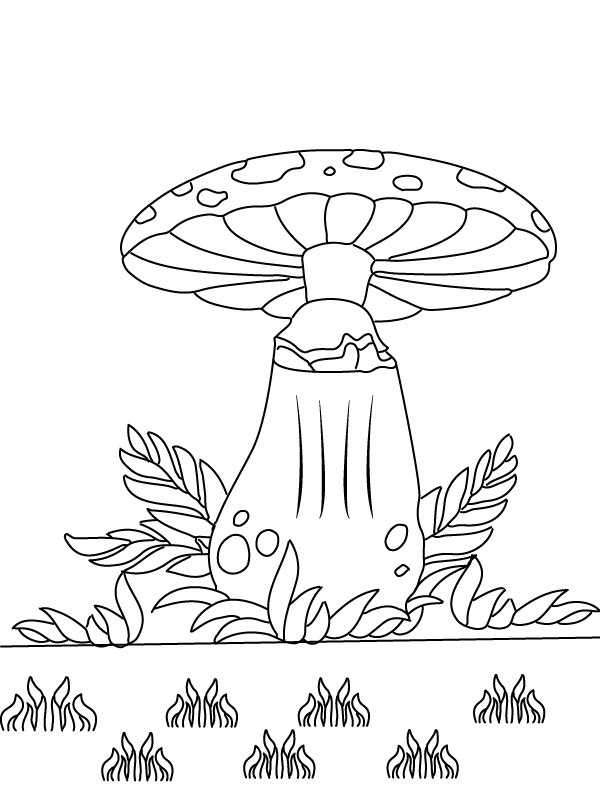 Cute Mushroom Coloring Page