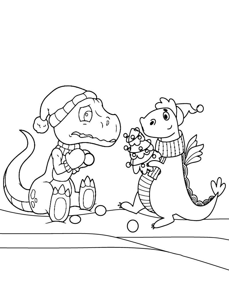 Christmas Dinosaur Coloring Pages Coloring Page