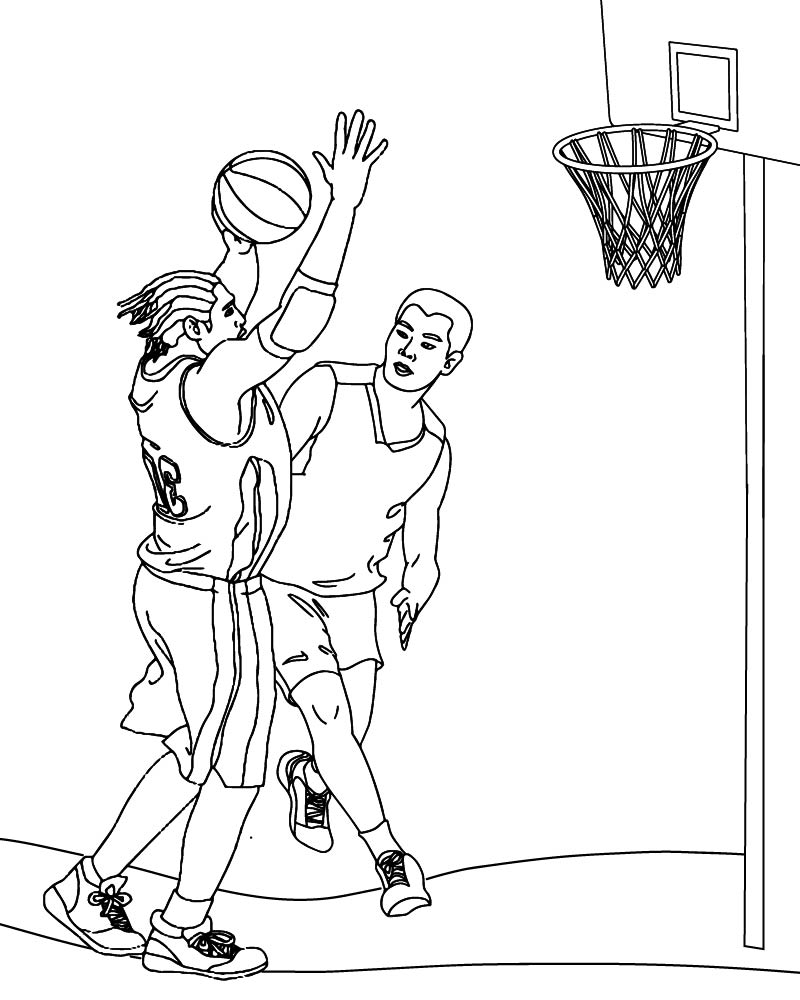 Dunking Basketball Coloring Page