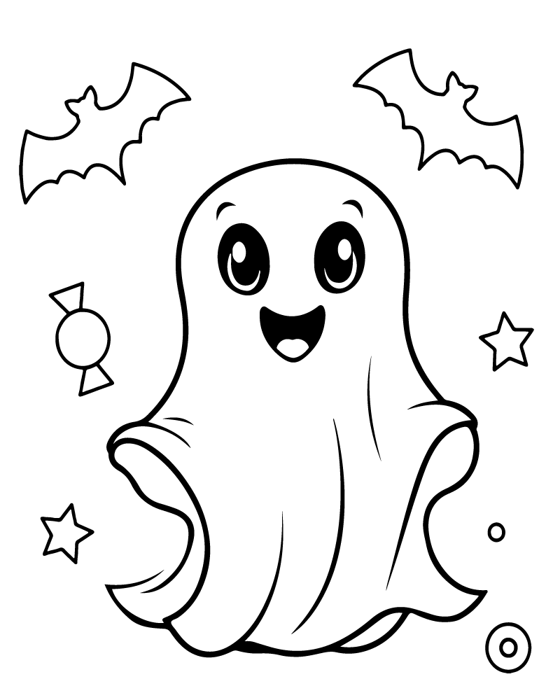 Easy Cute Halloween Coloring Page Easy Cute Halloween Coloring Page