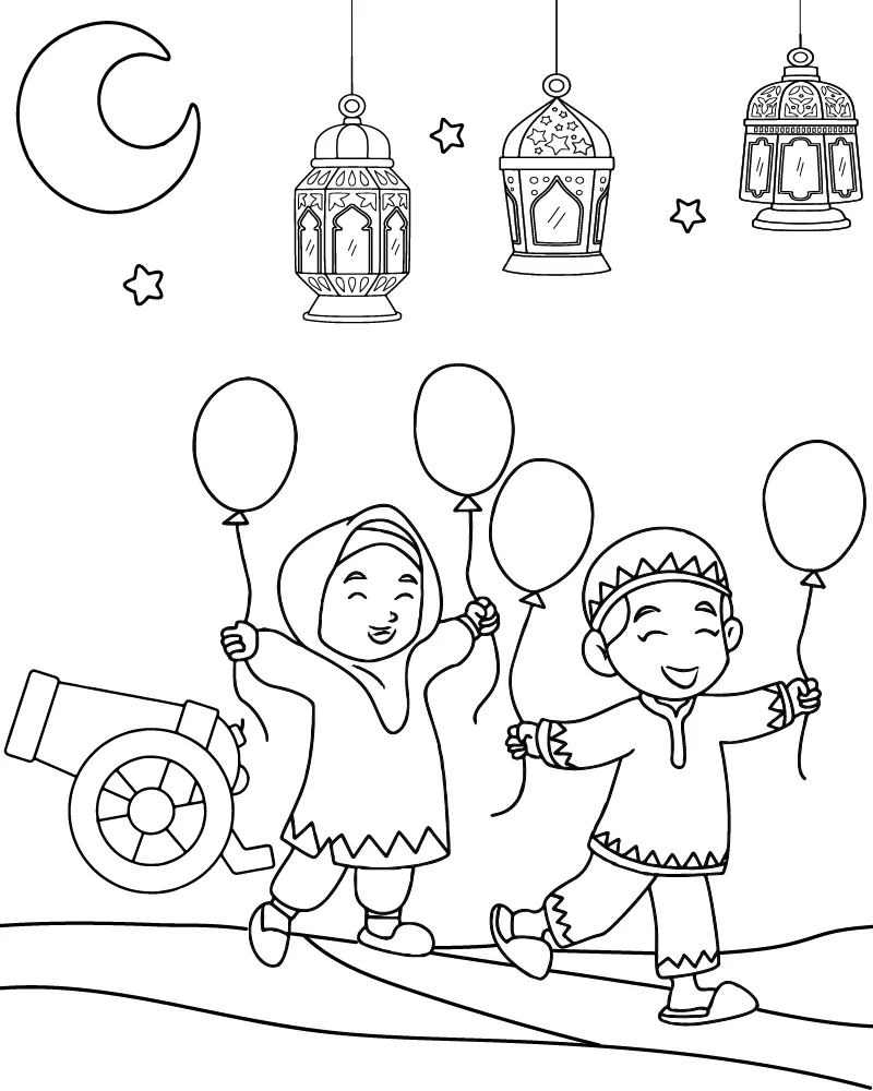 Eid Activities Coloring Page For Child