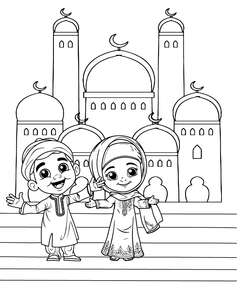 Eid Activities Coloring Page For Child