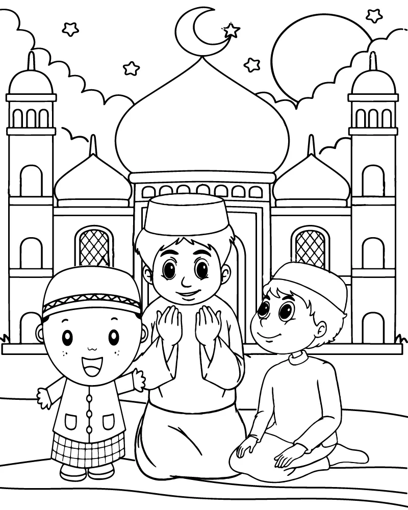 Eid Activities Coloring Page For Child