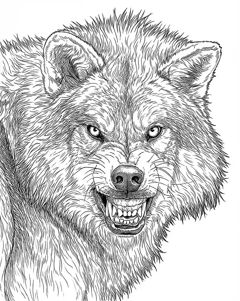 Howling Wolf With Moon Coloring Page
