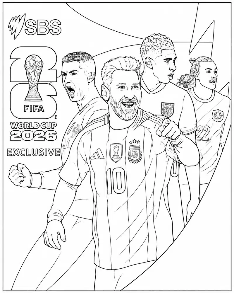 Free FIFA World Cup 2026 Coloring Pages for kids with soccer players ...