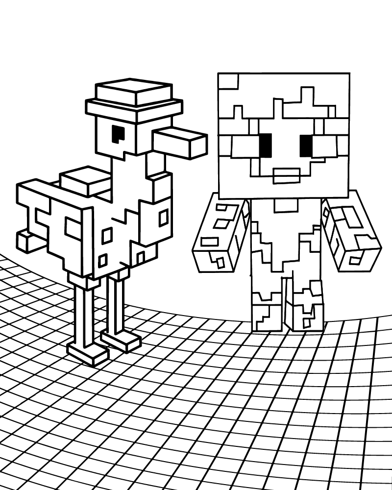 Minecraft Zombie Villager Coloring Page Free Coloring