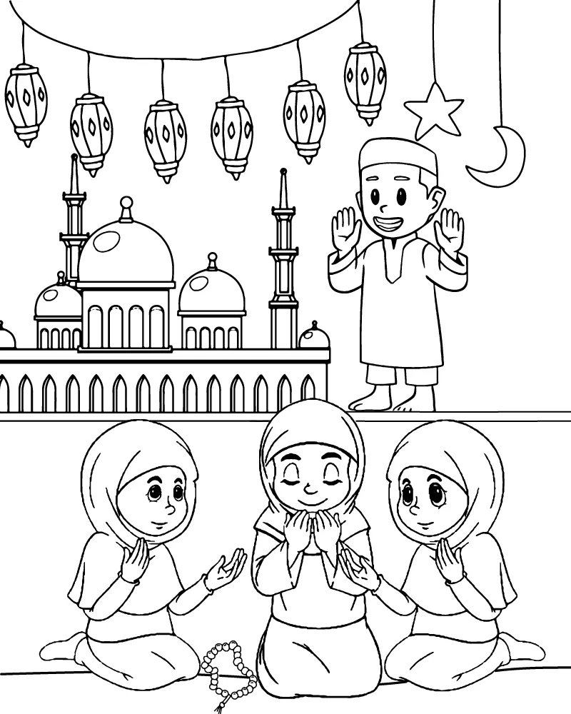 Free Eid Coloring Page For Child