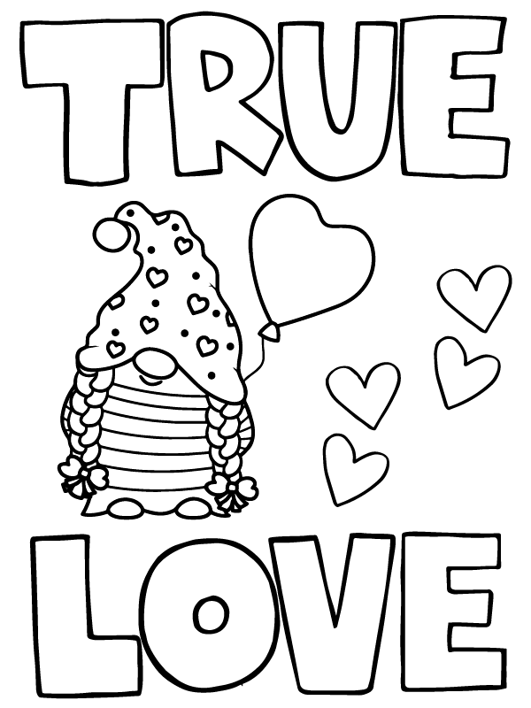 Valentine Gnomes Coloring Page