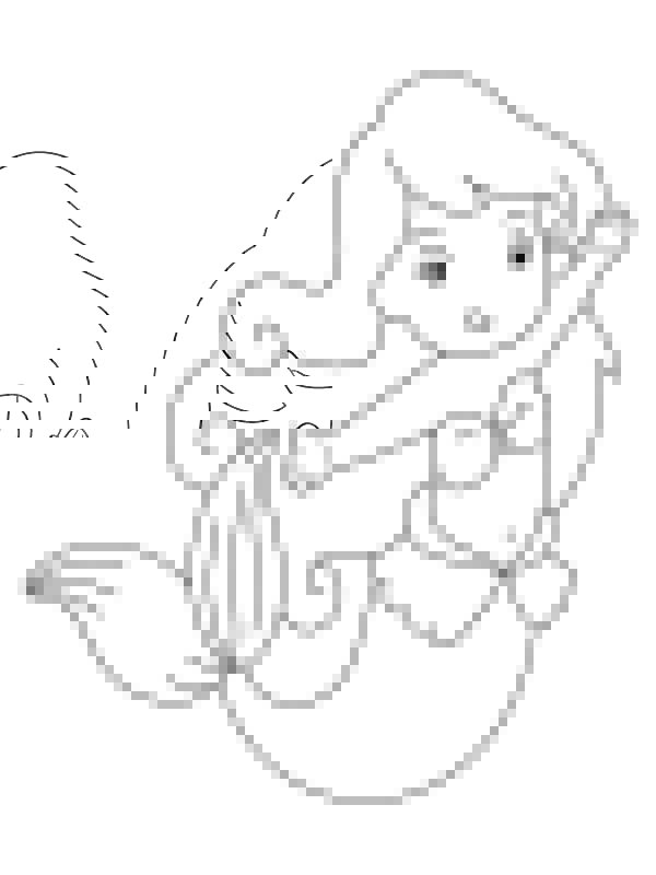 Mermaid with a Shell Coloring Page - Free Printable Coloring Pages for Kids