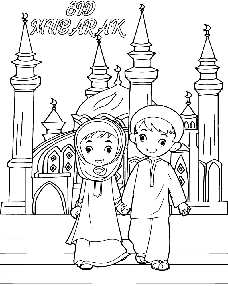 Eid Activities Coloring Page For Child