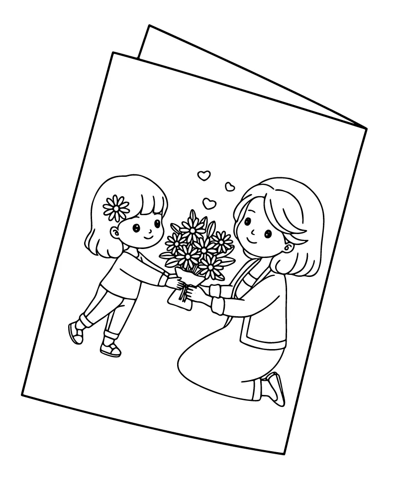 Mother’s Day Cards Coloring Page