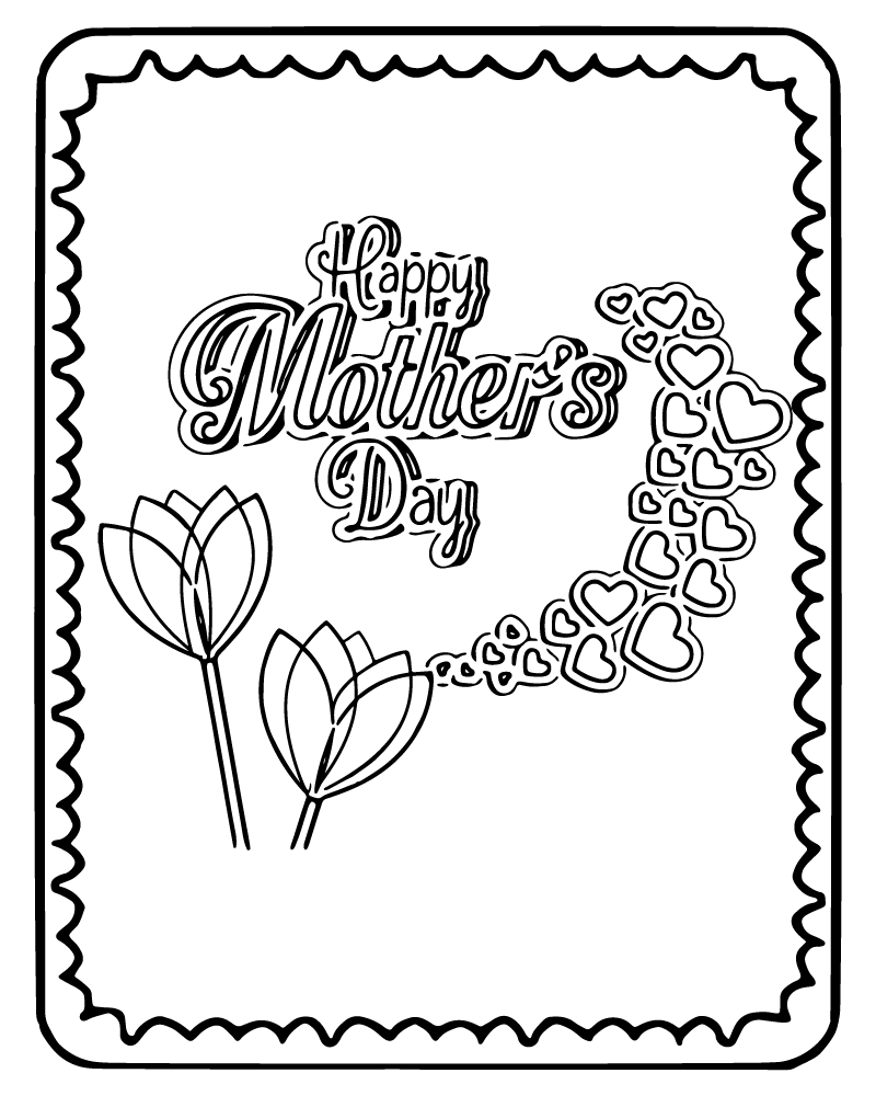 Mother's Day Card with Designs Coloring Page Mother's Day Card with Designs Coloring Page