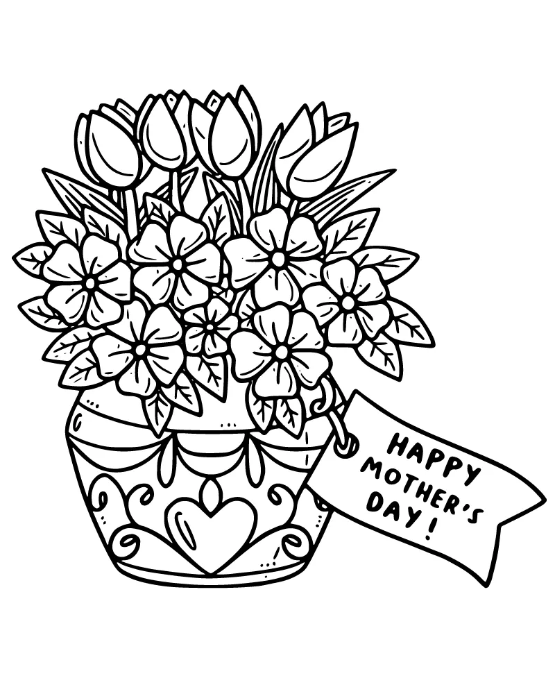 Mother’s Day Cards Coloring Page