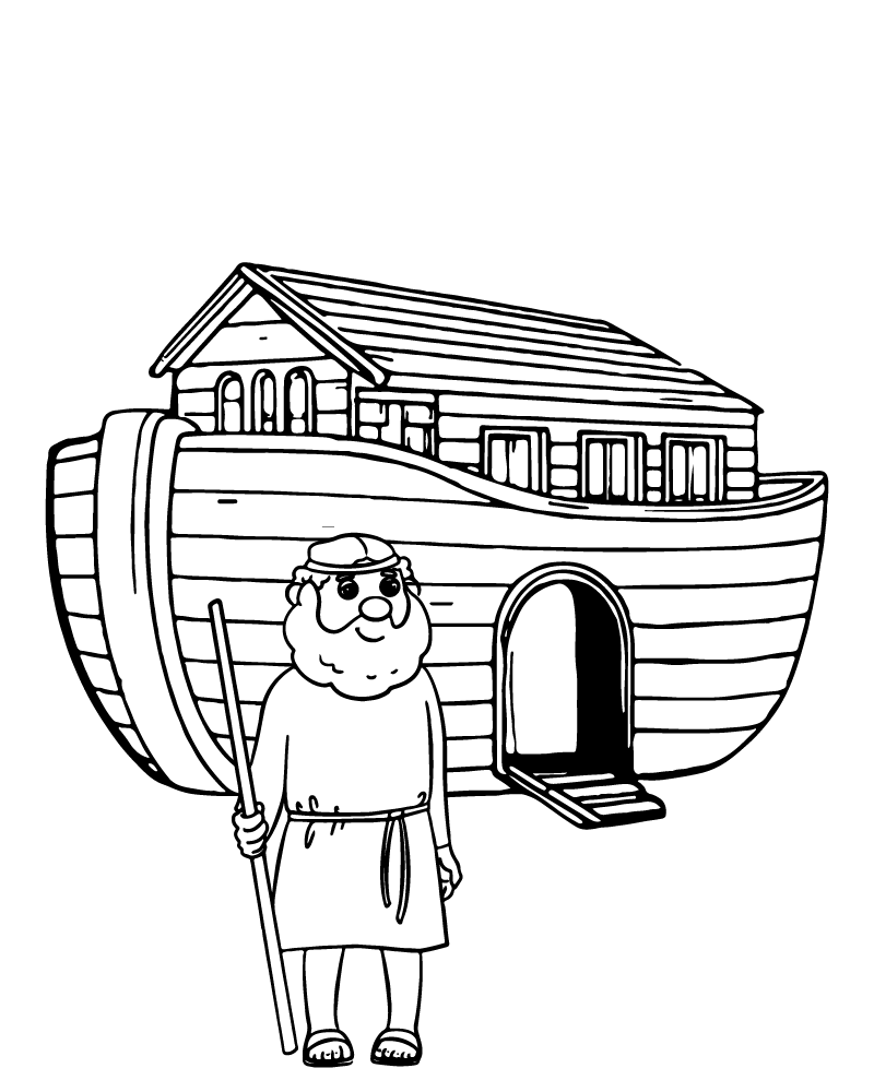 Noah's Ark and animals two by two coloring pages-01