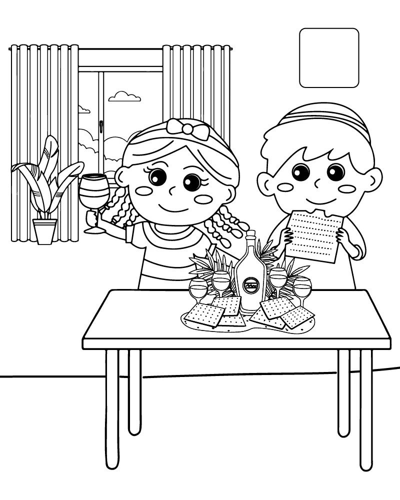 Passover Kids Coloring Page