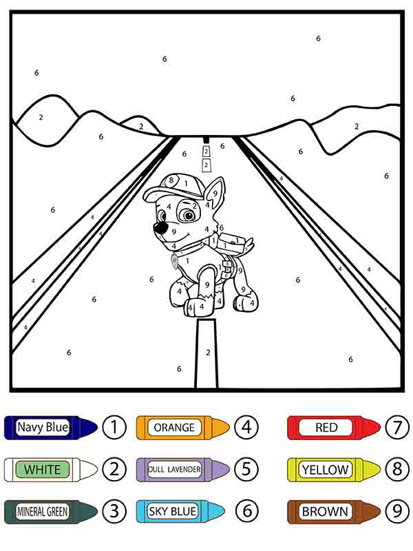 Paw Patrol Rocky Color By Number Coloring Page Free Printable